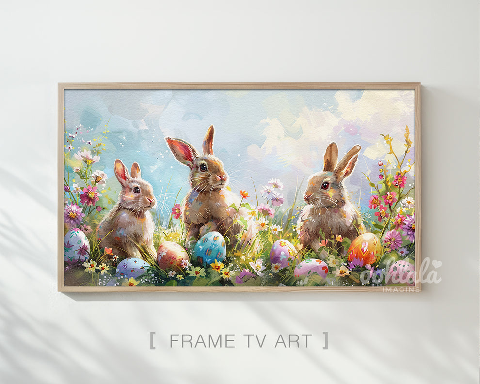 Watercolor Easter Bunnies Frame TV Art Wallpaper – XY ELEMENT