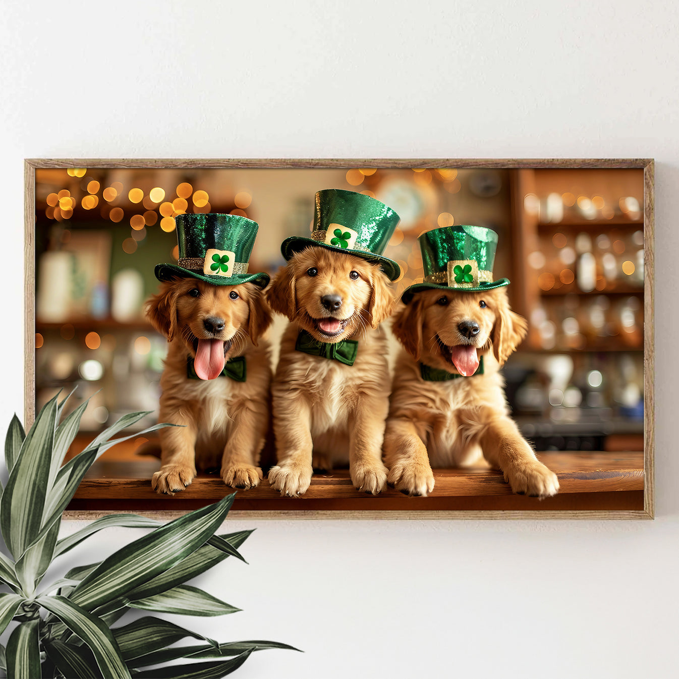 Adorable Golden Retriever St. Patrick's Day Frame TV Art Wallpaper – XY ...