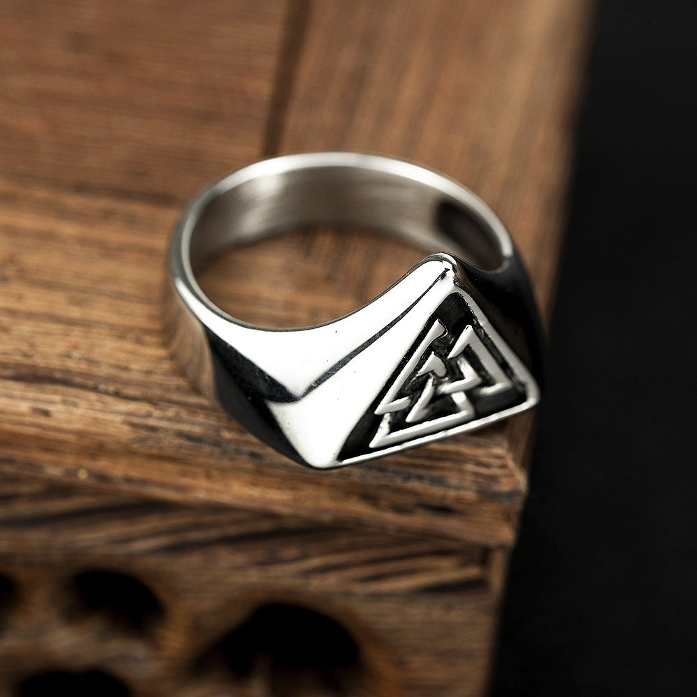Valknut Ring Triangular Signet Ring Minimalist Ring – XY ELEMENT