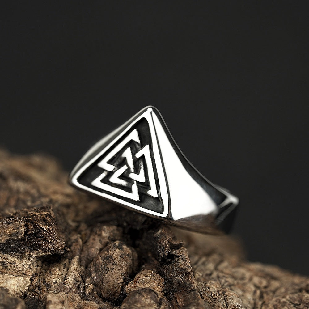 Valknut Ring Triangular Signet Ring Minimalist Ring – XY ELEMENT