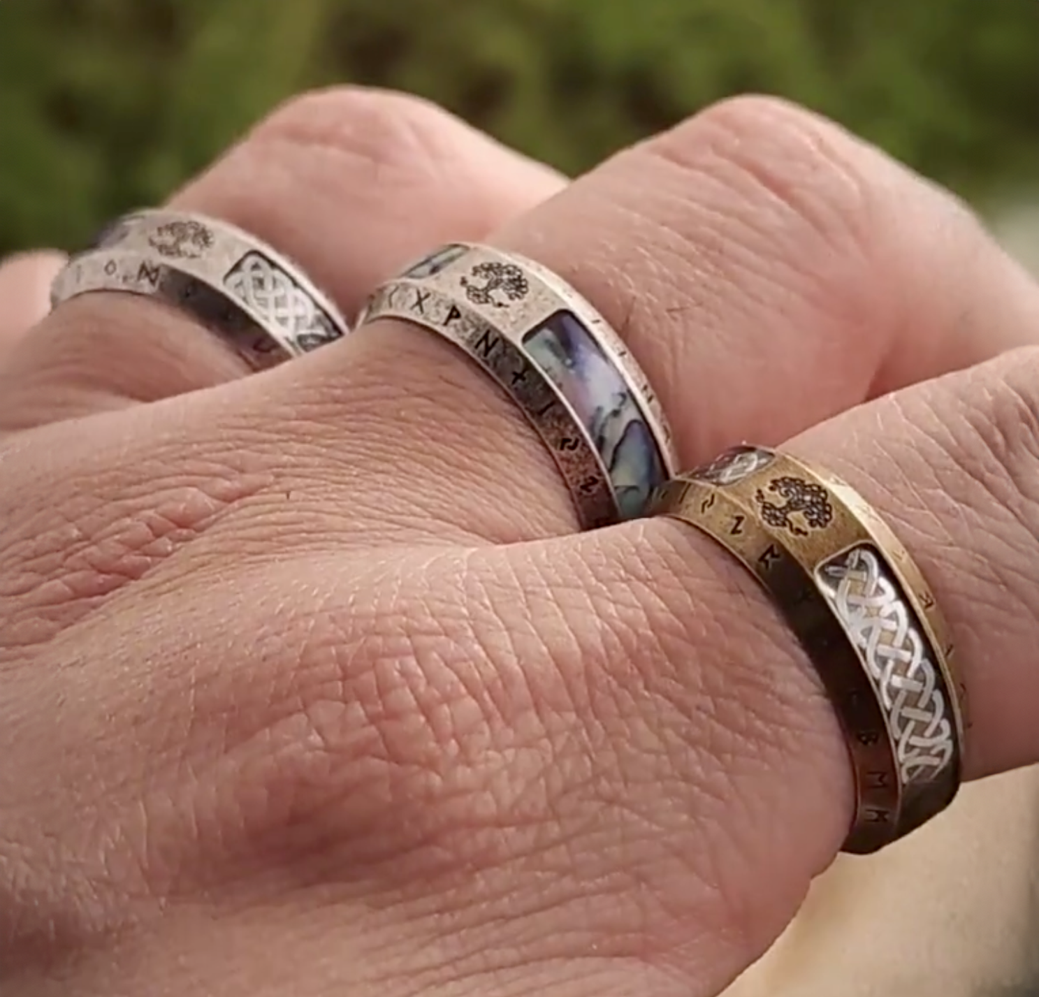 Viking Ring Seashell Band with Tree of Life Yggdrasil Ring Norse Mytho ...