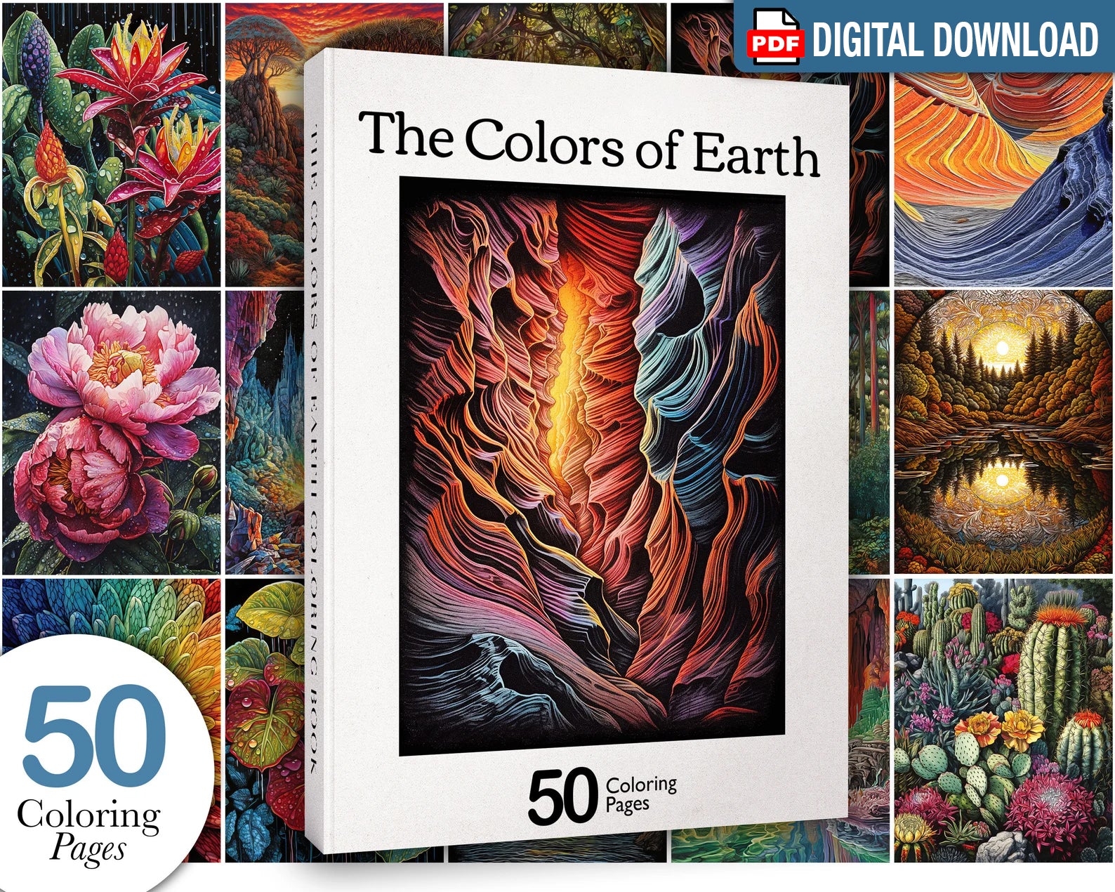 Nature Landscapes he Colors of Earth Coloring Book, Beautiful Flowers ...