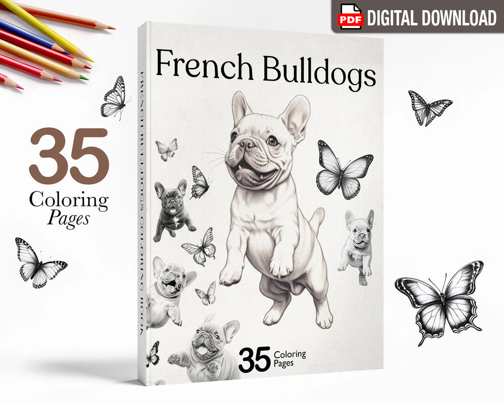 French Bulldog Coloring Book, Frenchies, Printable Coloring Pages PDF ...