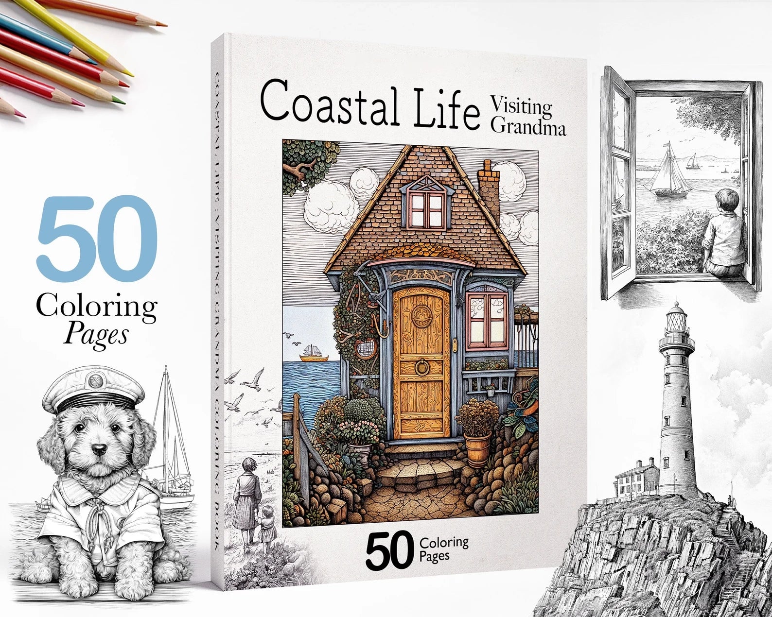 Coastal Life: Visiting Grandma Coloring Book, Whimsical Landscapes Col – XY ELEMENT