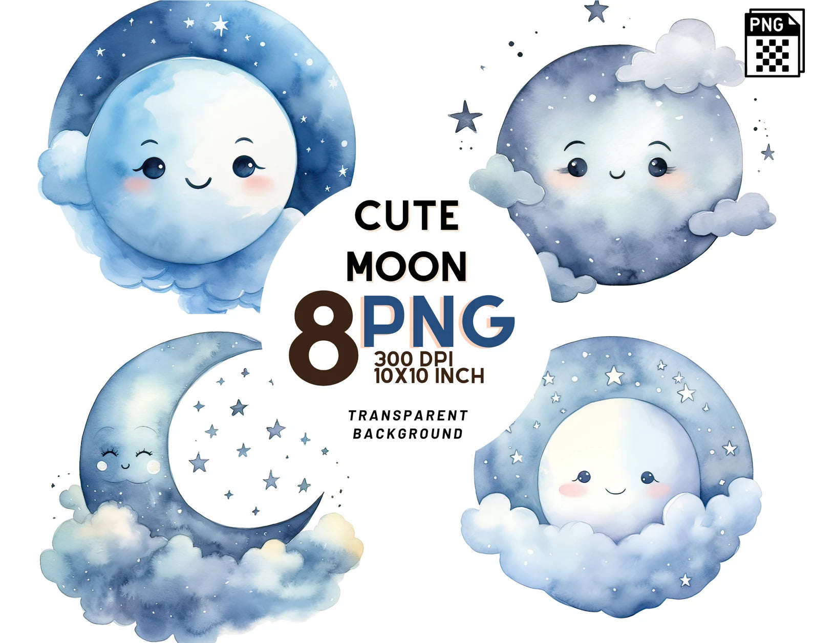 Cute Moon Nursery Clipart – XY ELEMENT