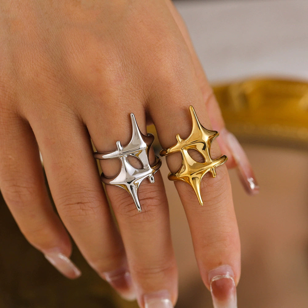 Double Astral Ring 316L Stainless Steel and 18K Gold Plated – XY ELEMENT