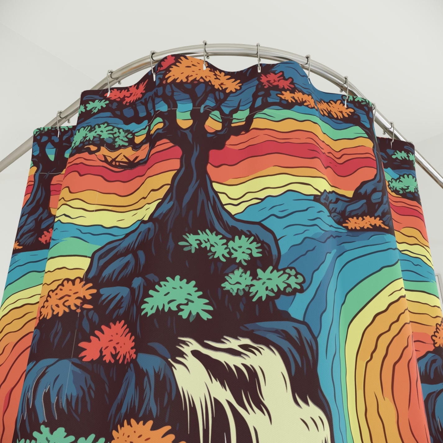 Boho Rainbow Waterfall Shower Curtain – XY ELEMENT