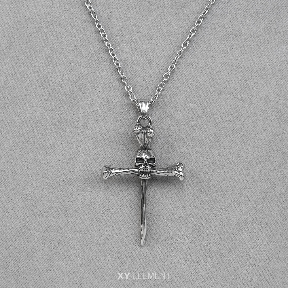 Skull Bone Cross Pendant Necklace – XY ELEMENT